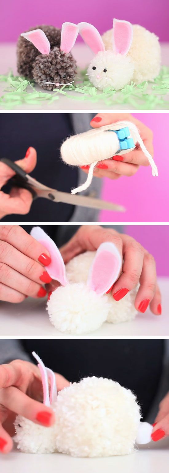Pom Pom Hasen | DIY Ostern Pfriemeln für jedes Kinder im Vorschulalter ...